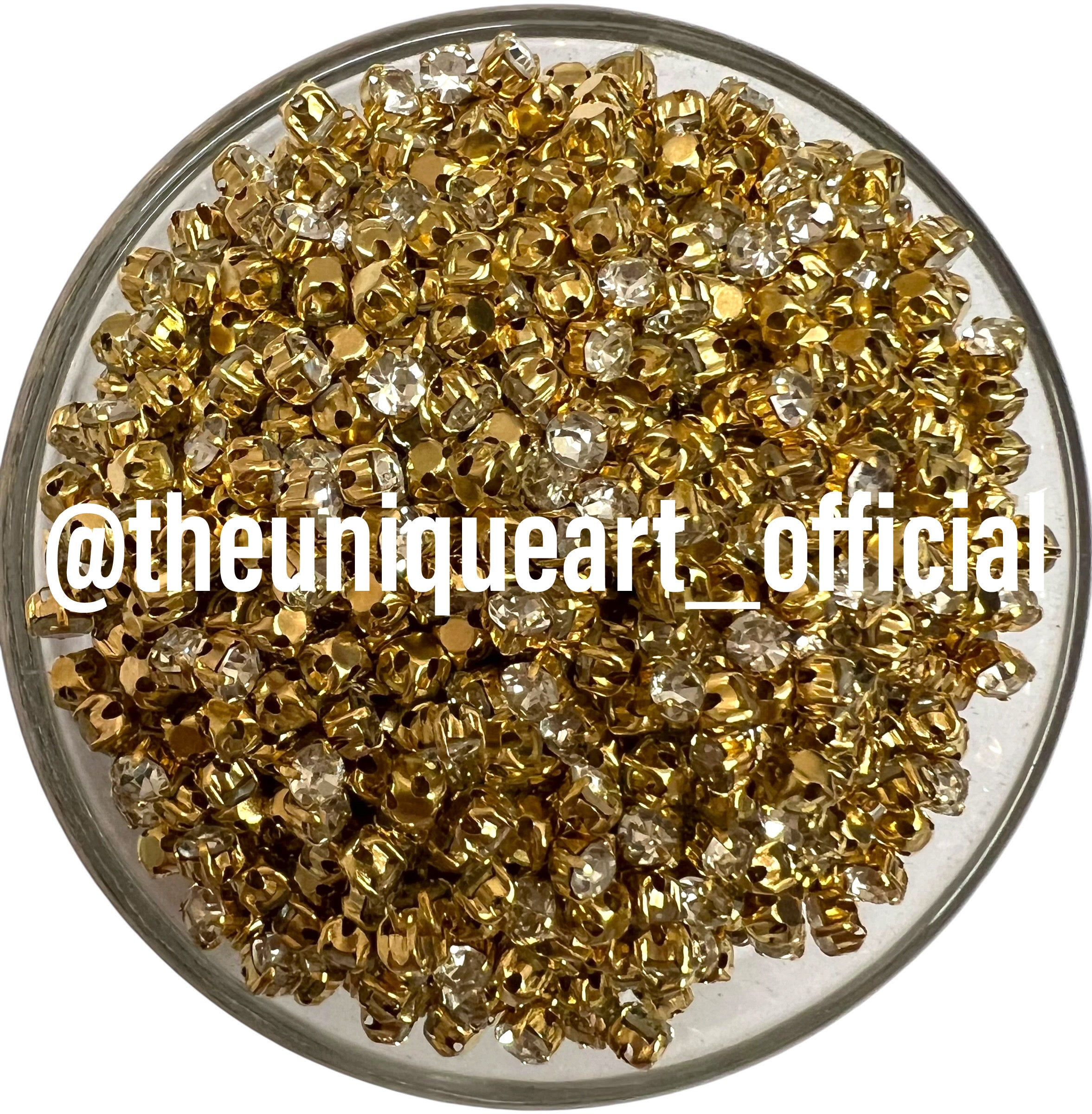 3mm White Small Round Clip Stones With Golden Base – The Unique Art